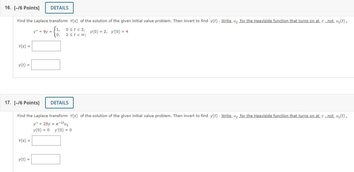 Solved Find The Laplace Transform Ys Of The Solution Of 
