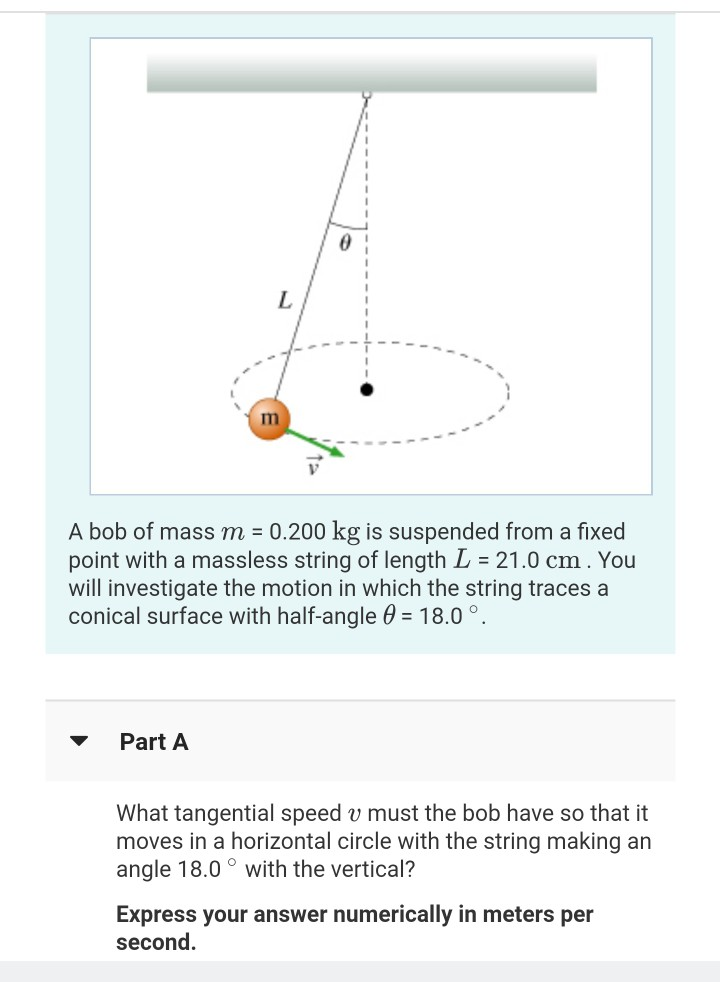 Solved A bob of mass m = 0.200 kg is suspended from a fixed | Chegg.com