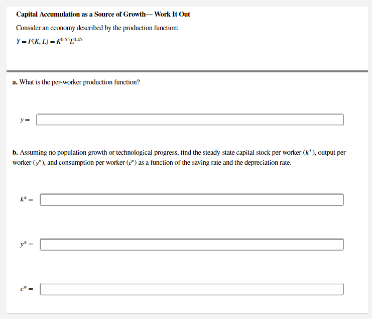 Solved Capital Accumulation as a Source of Growth-Work It | Chegg.com