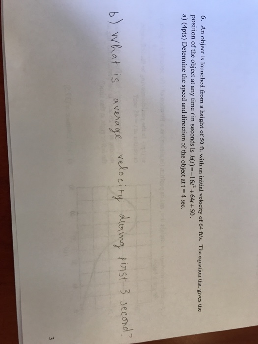 Solved 6. An object is launched from a height of 50 ft. with | Chegg.com