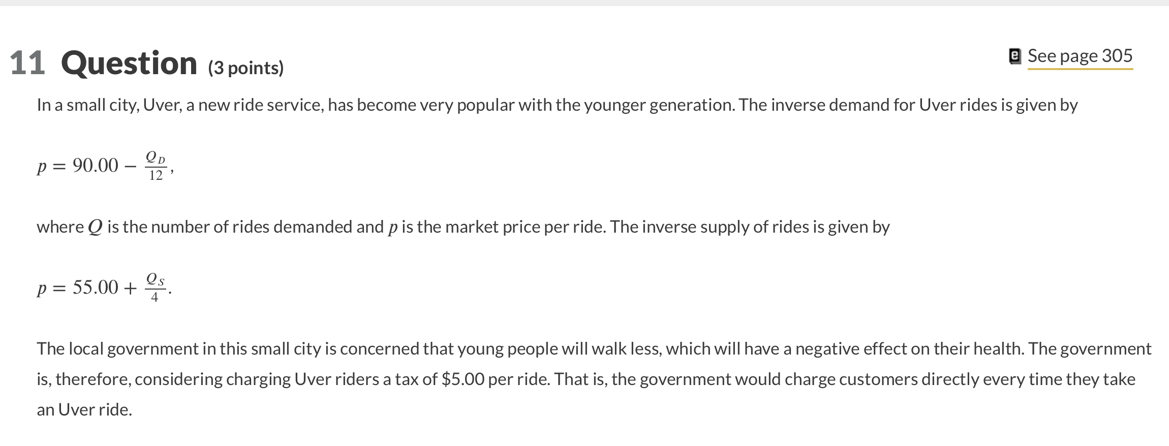 Solved 11 Question (3 points) 르 See page 305 In a small | Chegg.com