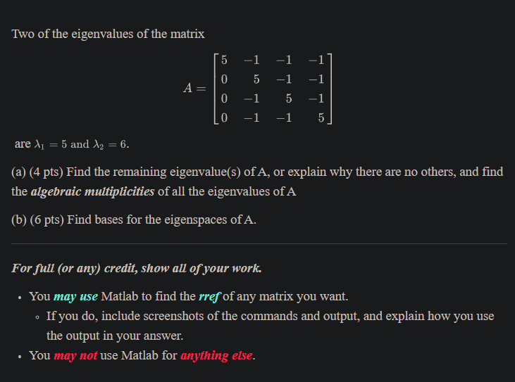 Solved Two of the eigenvalues of the matrix | Chegg.com