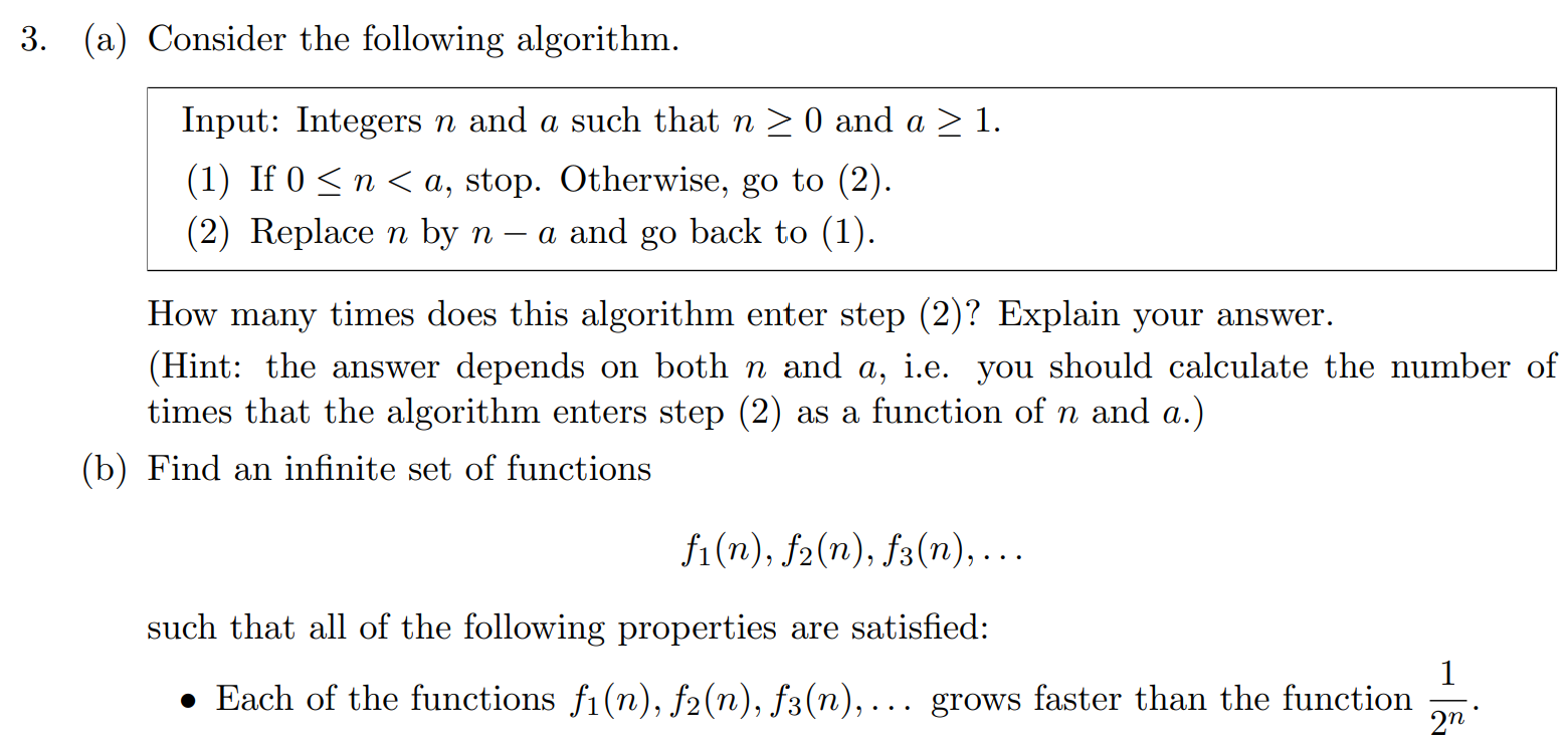 Solved 3. (a) Consider the following algorithm. Input: | Chegg.com