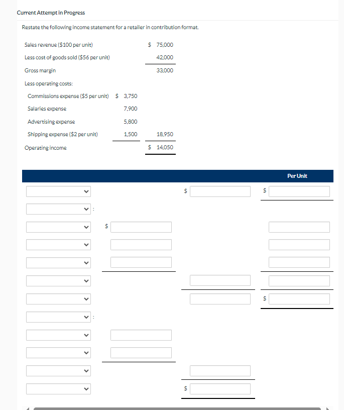 Solved Current Attempt in Progress Restate the following | Chegg.com