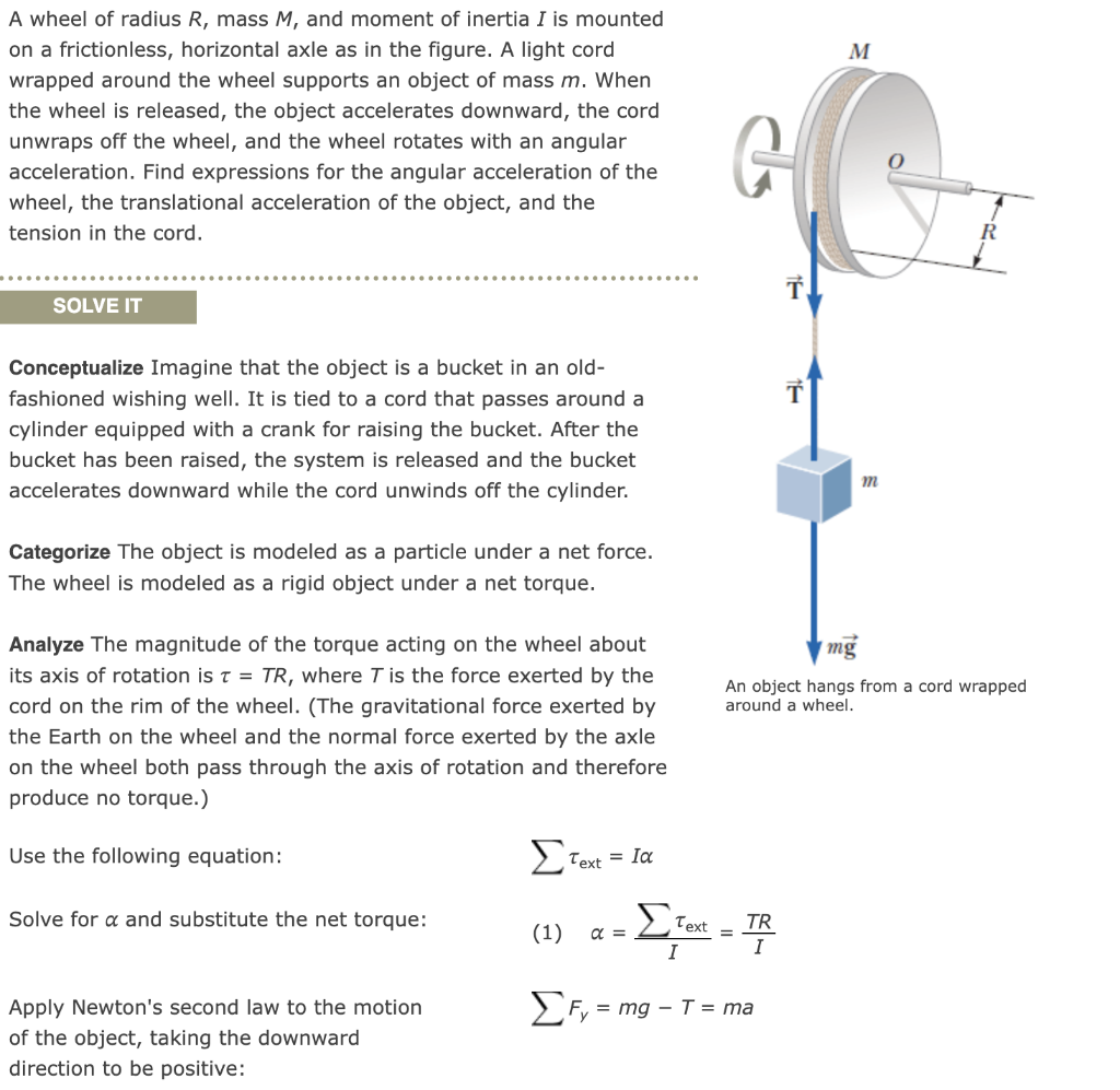 Solved A wheel of radius R, mass M, and moment of inertia I | Chegg.com