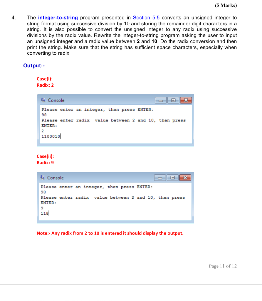 (5 Marks) The integer-to-string program presented in | Chegg.com