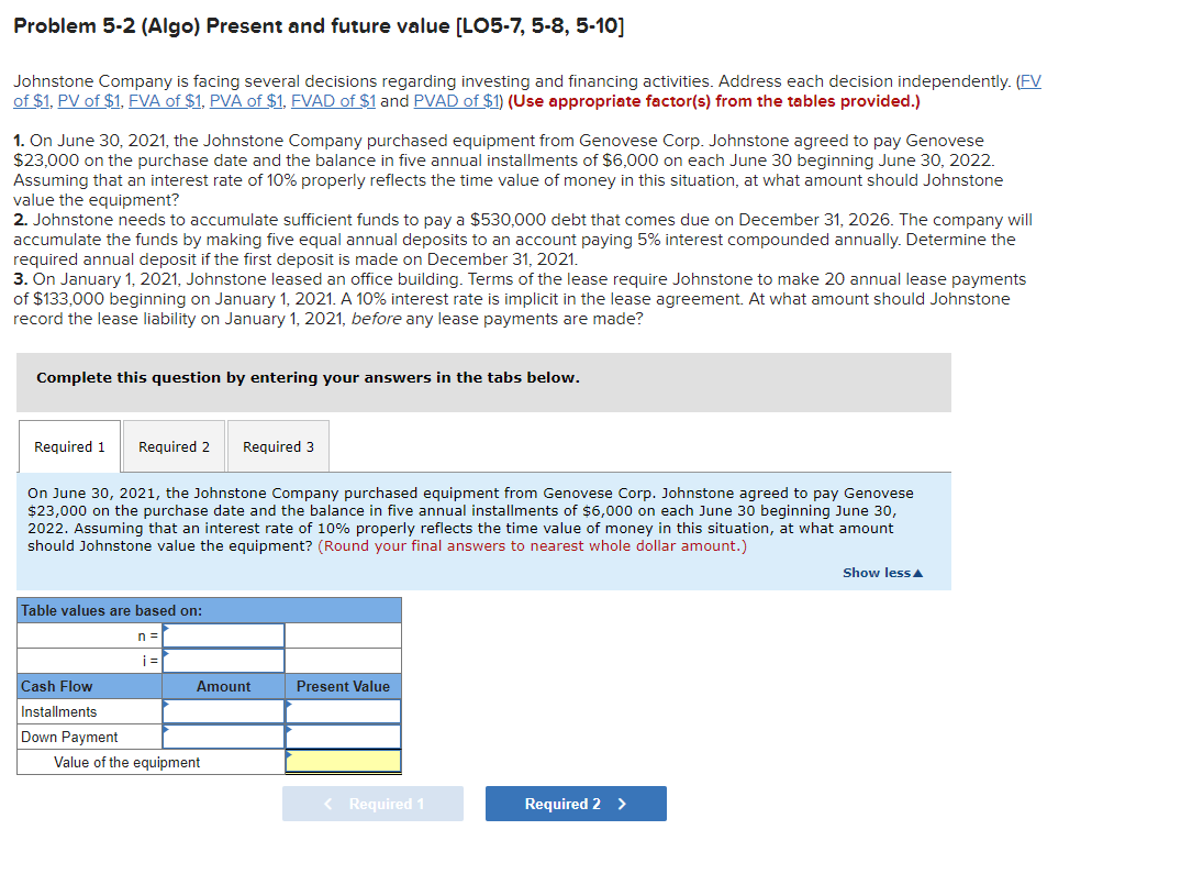Solved Problem 5-2 (Algo) Present and future value [LO5-7, | Chegg.com