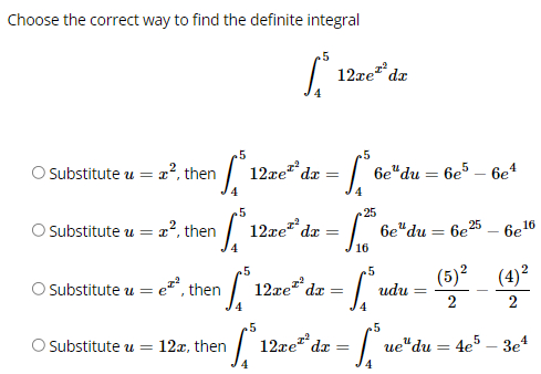 Solved Choose the correct way to find the definite | Chegg.com