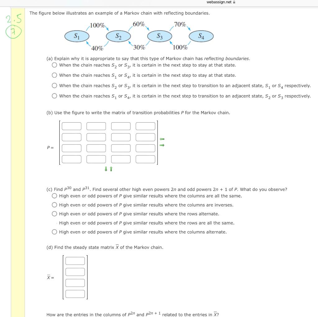 Solved The figure below illustrates an example of a Markov | Chegg.com