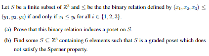 Solved Let S be a finite subset of Z3 and ≤ be the the | Chegg.com