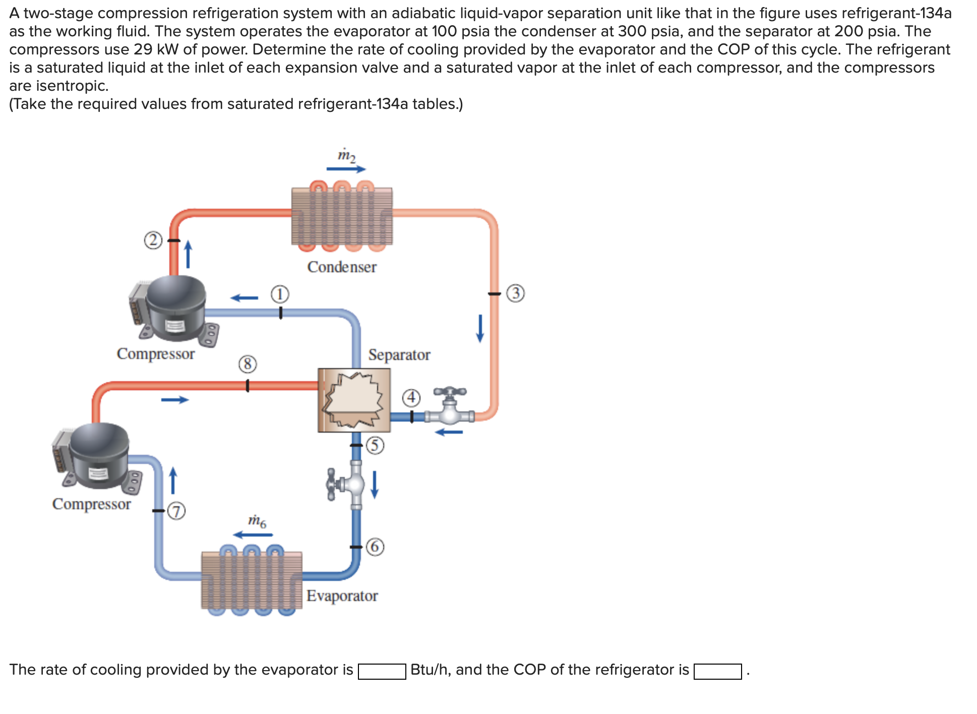 Solved A two-stage compression refrigeration system with an | Chegg.com