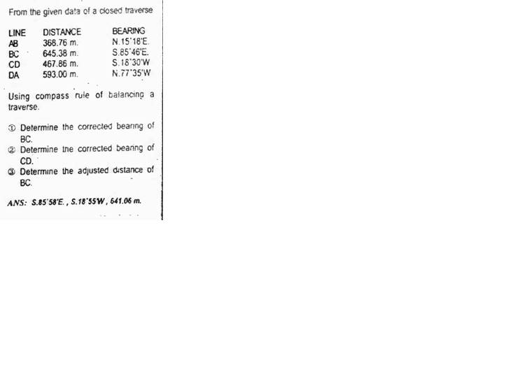 Solved From the given data of a closed traverse LINE | Chegg.com