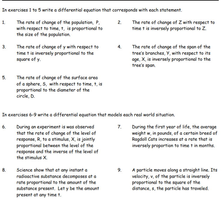 Solved In exercises 1 to 5 write a differential equation | Chegg.com