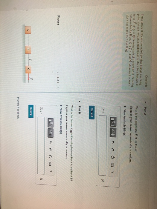 Solved Constants Part A Three identical blocks connected by | Chegg.com