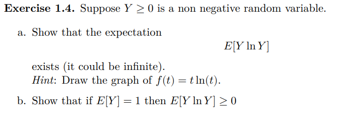 Solved Exercise 1.4. Suppose Y≥0 is a non negative random | Chegg.com
