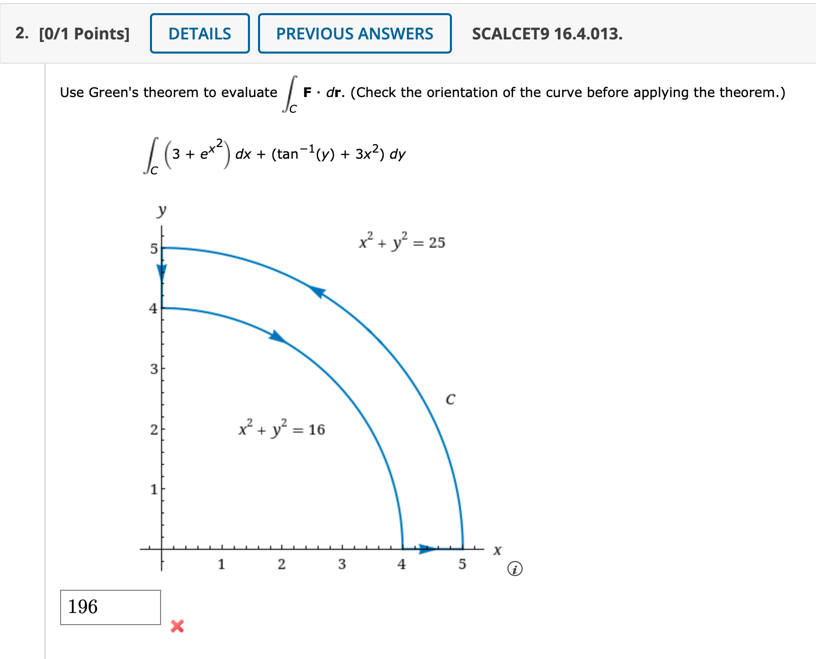 [0/1 ﻿Points]SCALCET9 16.4.013.Use Green's theorem to | Chegg.com