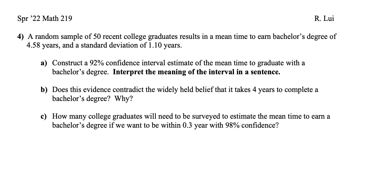 Solved Spr 22 Math 219 R. Lui Lab #1: Chp. 7, 8, 9 Practice | Chegg.com