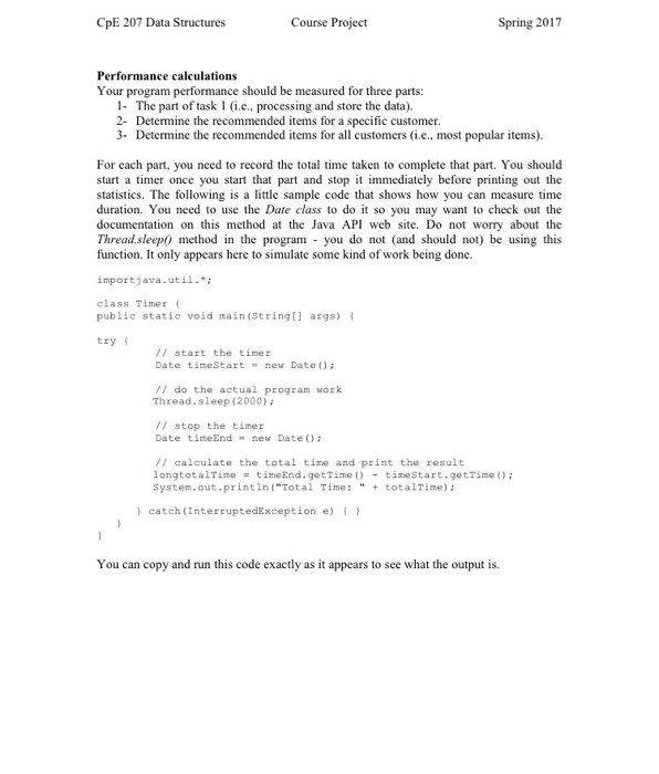 Spring 2017 CpE 207 Data Structures Course Project | Chegg.com