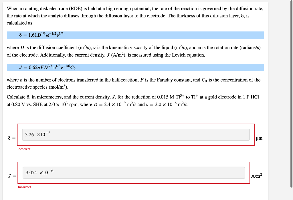 Solved When a rotating disk electrode (RDE) is held at a | Chegg.com
