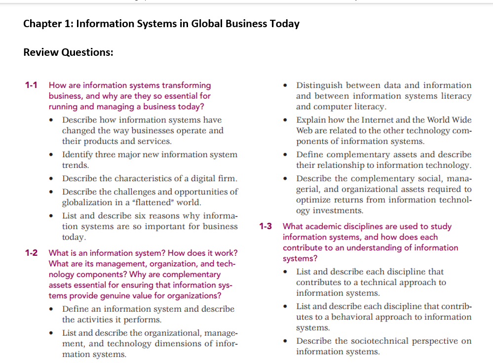 Solved Chapter 1: Information Systems in Global Business | Chegg.com