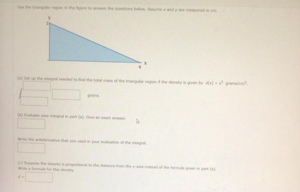 Solved Use the triatoular region in the figure to answver | Chegg.com