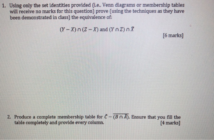 Solved Using only the set identities provided (le. Venn | Chegg.com