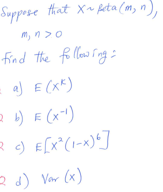 Solved Suppose that Xr Beta (m, n) m, no 스 Find the | Chegg.com