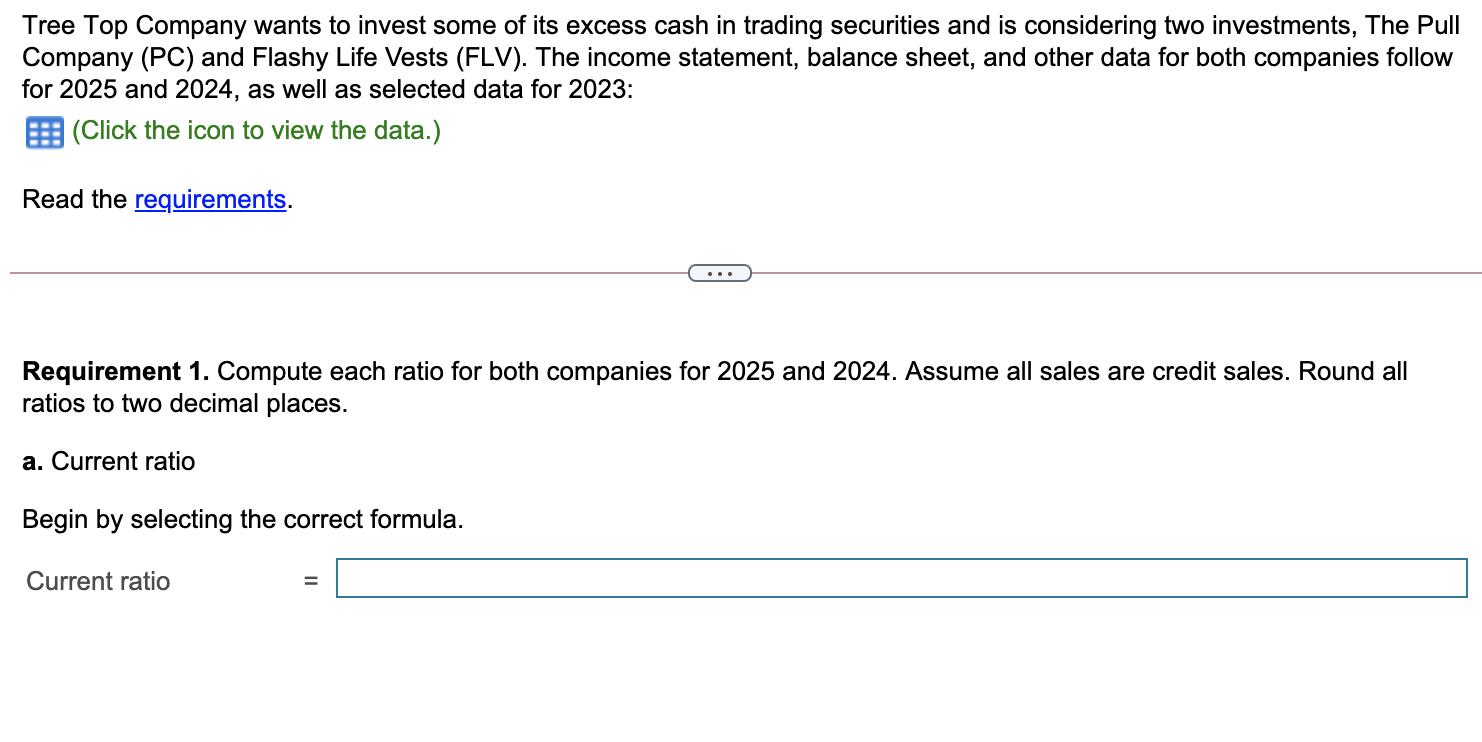 Solved Tree Top Company wants to invest some of its excess | Chegg.com