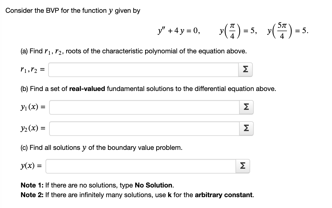 Solved Consider the BVP for the function y given by | Chegg.com