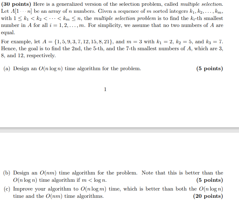 Solved (30 points) Here is a generalized version of the | Chegg.com