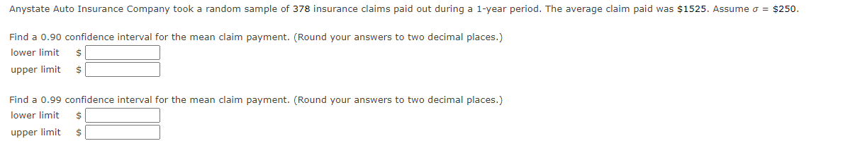 Solved Anystate Auto Insurance Company took a random sample | Chegg.com