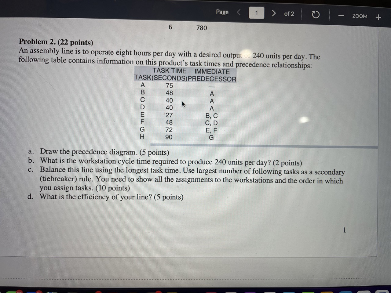 Solved Problem 2.An assembly line is to operate eight hours | Chegg.com