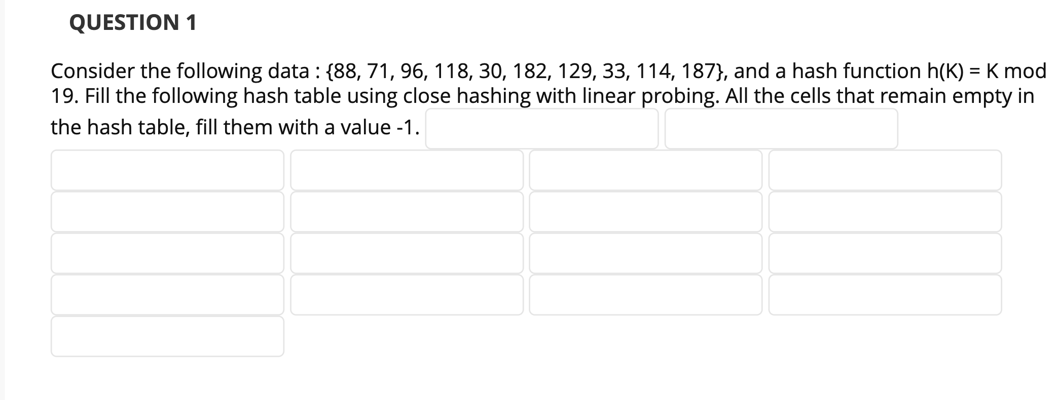 Solved Consider the following data : | Chegg.com