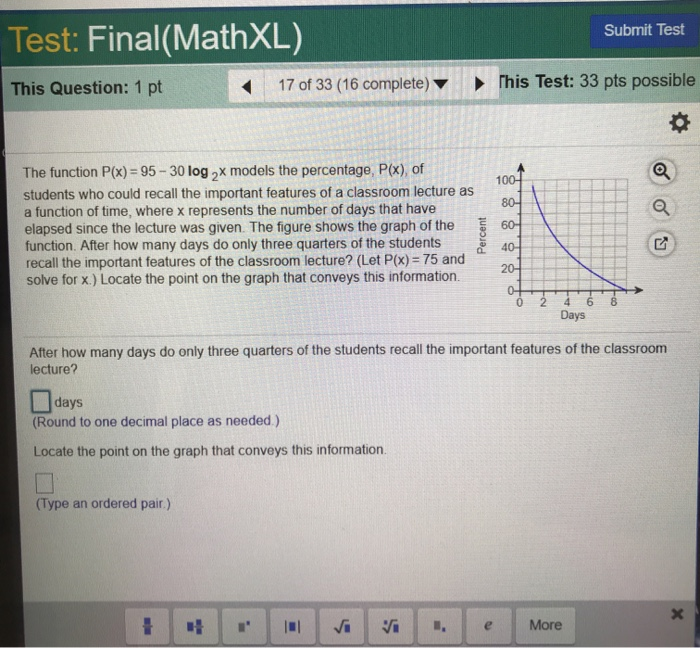 Solved Submit Test Test: Final(MathXL) 17 of 33 (16 | Chegg.com