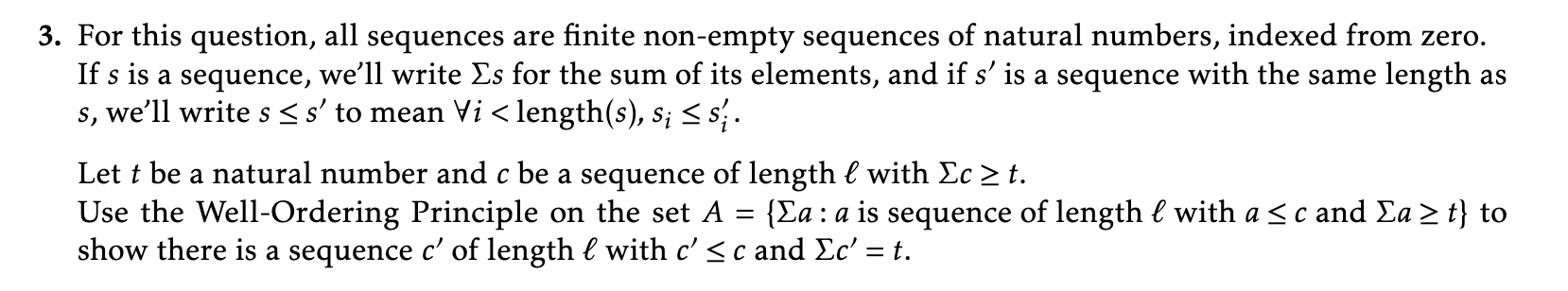 Solved For this question, all sequences are finite non-empty | Chegg.com