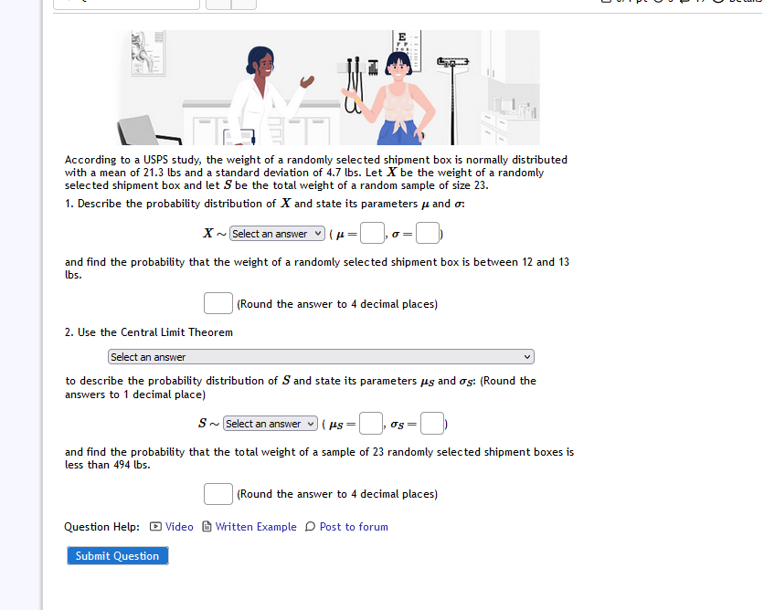 Solved According to a USPS study, the weight of a randomly | Chegg.com