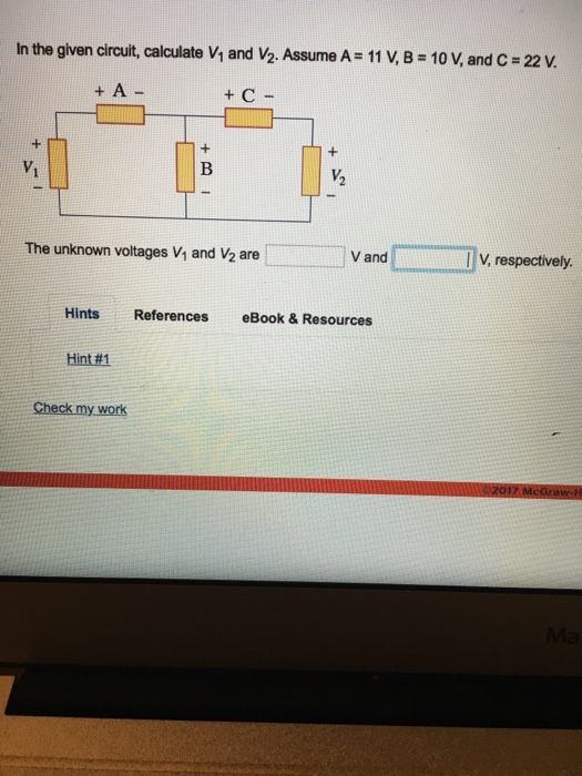 Solved In the given circuit, calculate V1 and V2. A C The | Chegg.com