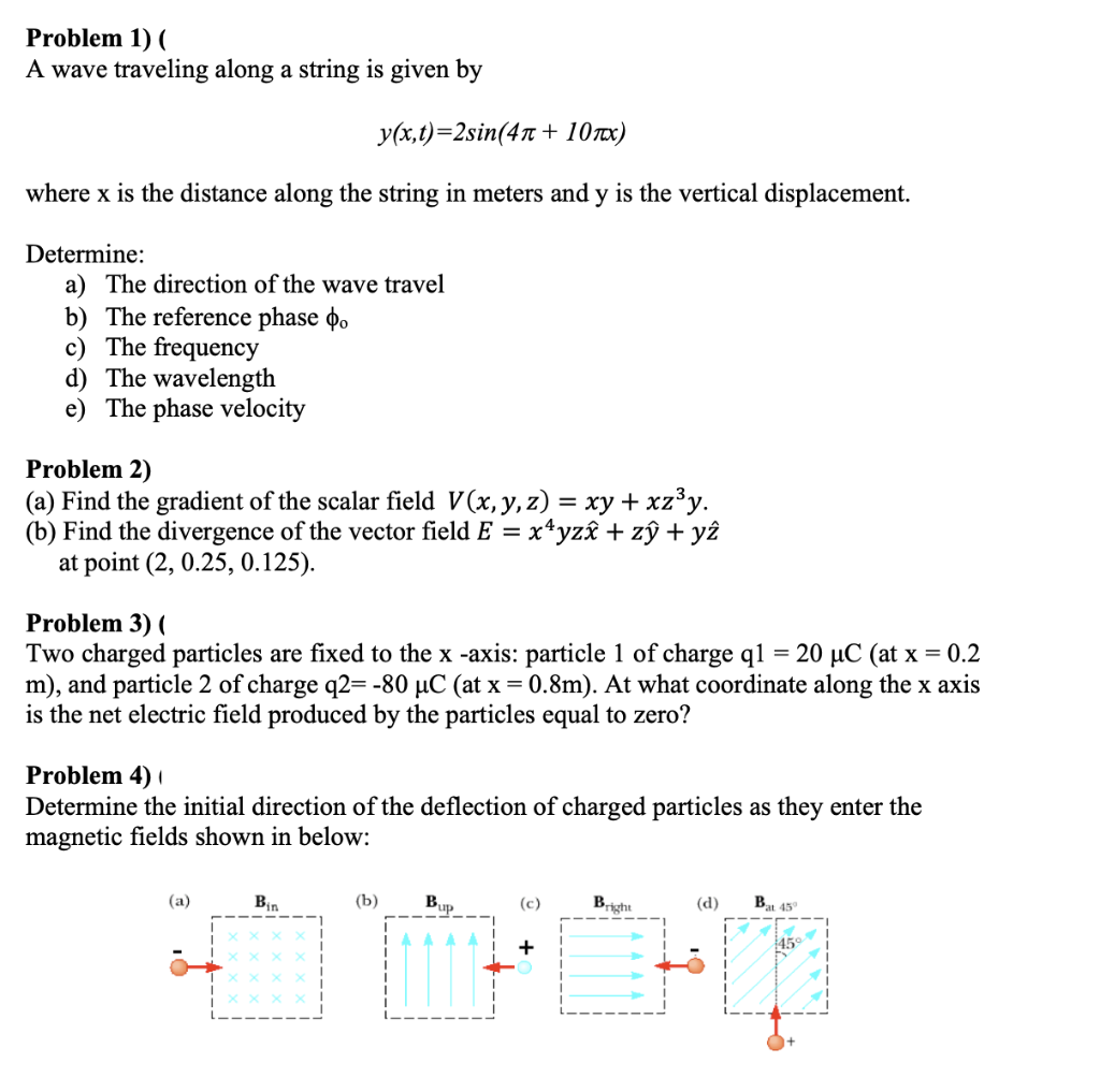 Solved Problem 1) ( A wave traveling along a string is given | Chegg.com