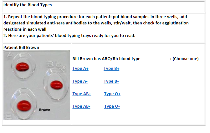 Solved Identify the Blood Types 1. Repeat the blood typing | Chegg.com
