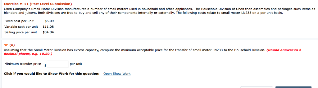 Solved Exercise M-11 (Part Level Submission) Chen Company's | Chegg.com
