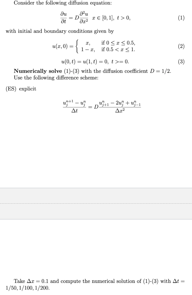 Solved Find the exact solution for the diffusion | Chegg.com