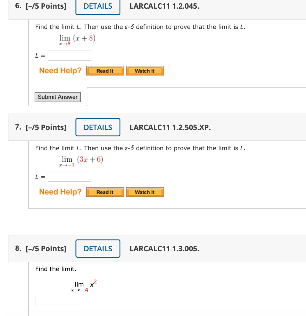 Solved Find the limit L. Then use the ε−δ definition to | Chegg.com