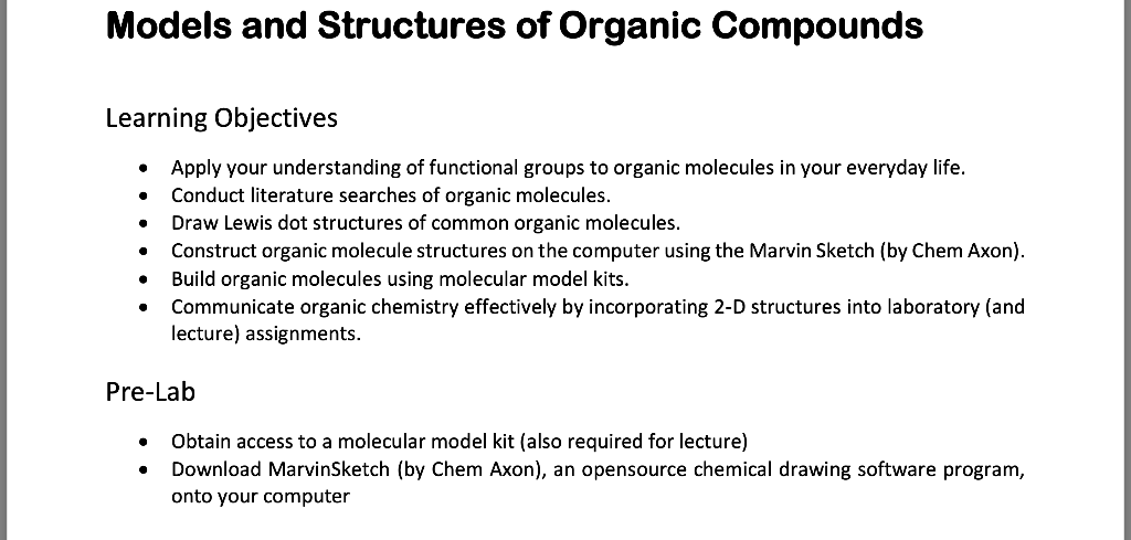 Solved Models and Structures of Organic Compounds Learning | Chegg.com