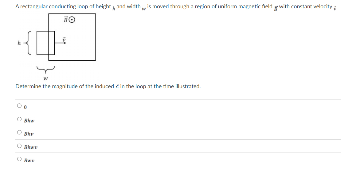 Solved A rectangular conducting loop of height h and width | Chegg.com