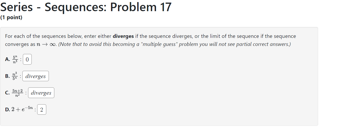 Solved For each of the sequences below, enter either | Chegg.com