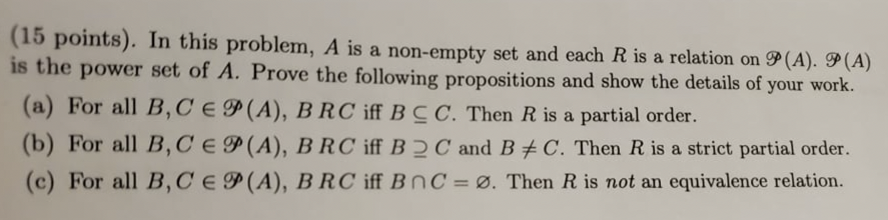 Solved (15 points). In this problem, A is a non-empty set | Chegg.com