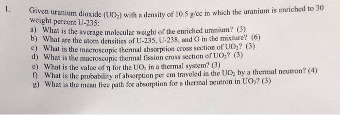 1. Given uranium dioxide (UO2) with a density of 10.5 | Chegg.com