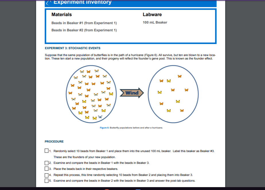 Solved Experiment inventory Materials Beads in Beaker #1 | Chegg.com