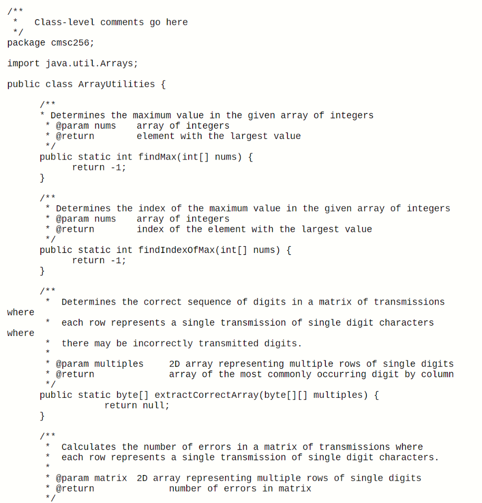 Solved ArrayUtilities class | Chegg.com