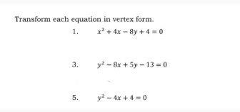 Solved Transform each equation in vertex form. 1. | Chegg.com